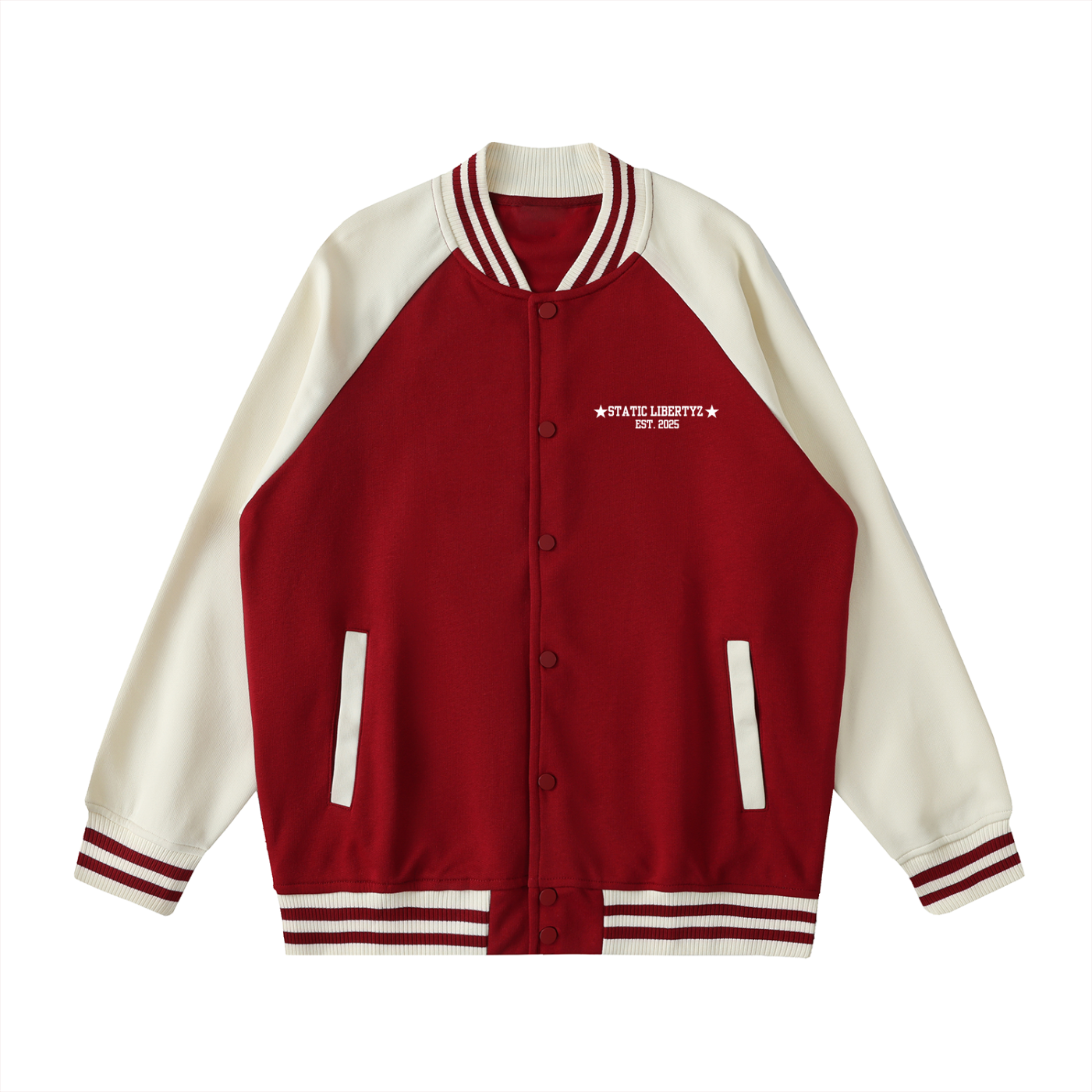 Two Tone Raglan Sleeve Varsity Jacket – STATIC-LIBERTYZ